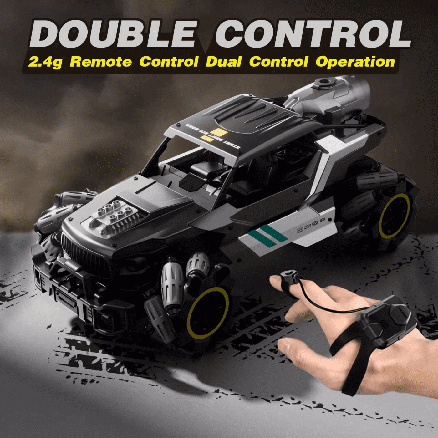 Remote Control Truck - 4WD Off-Road RC Car with Spray, Light & Dual ...