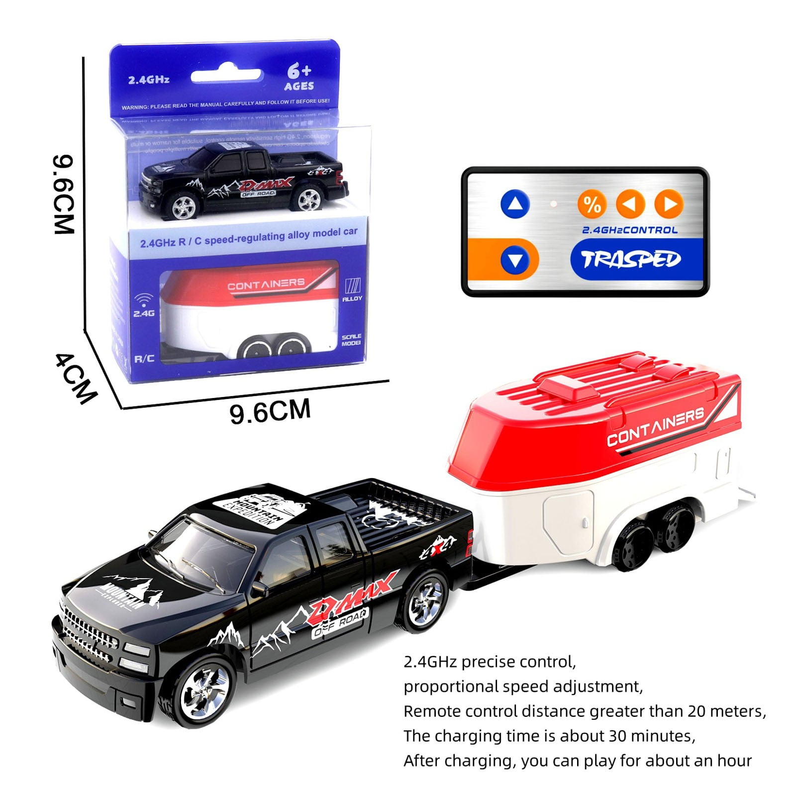 Remote Control Truck and Trailer Set with 2.4GHz Controller, Durable ...