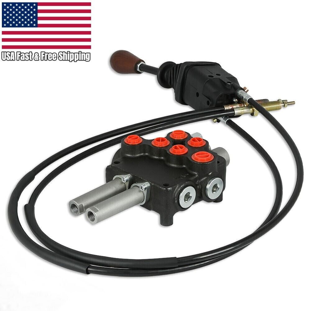 Remote Control Valve 2 Spool Valve 80lpm/ 21gpm + Cables + Joystick New ...