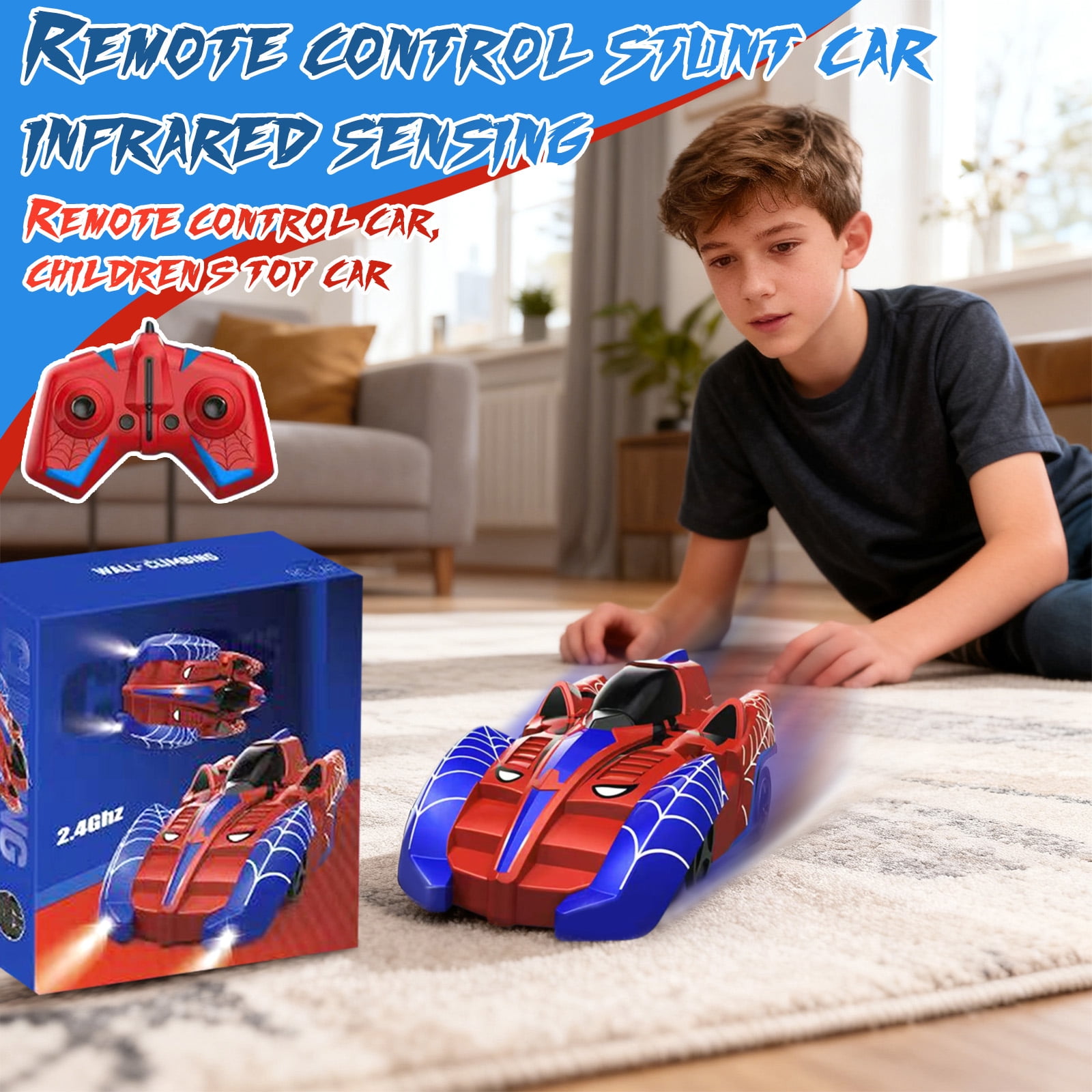 Remote Control Wall-Climbing Car, 360° Rotatable Rc Vehicle With Front ...