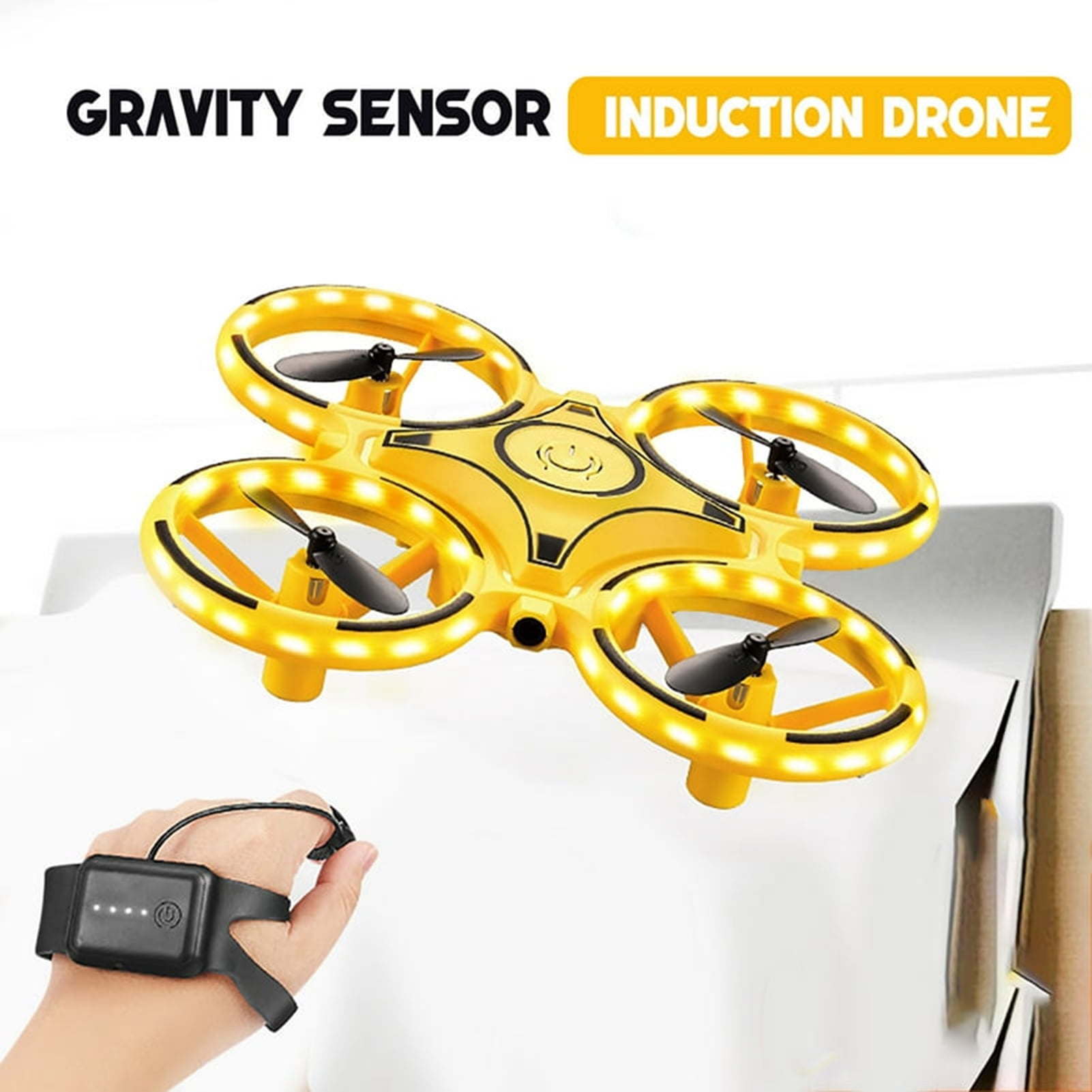 Remote Control Watch Drone Toy Gesture Sensing 360° Stunt Spin Obstacle ...