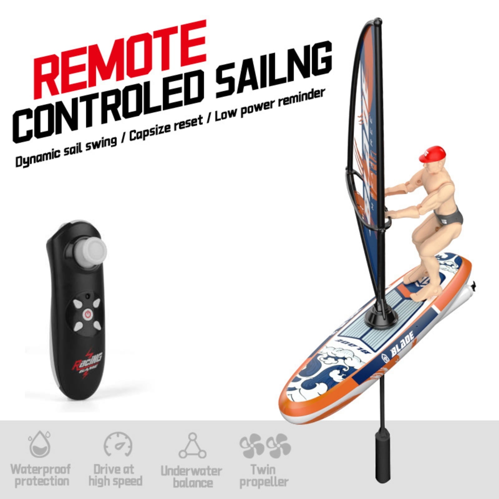 TXT-MATRIX Remote Control Windsurfing Racing Boat Toy - High-Speed RC ...