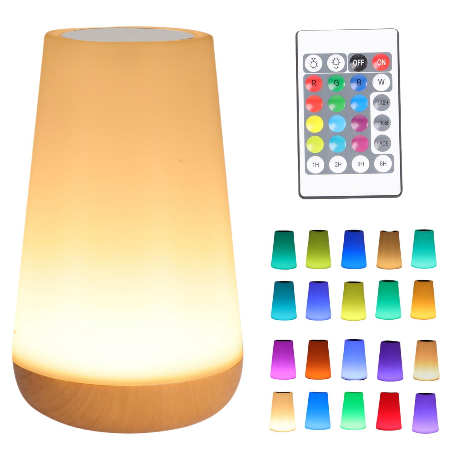 Remote Control Wood Grain Night Lights Bedside Lamps Table Lamps ...