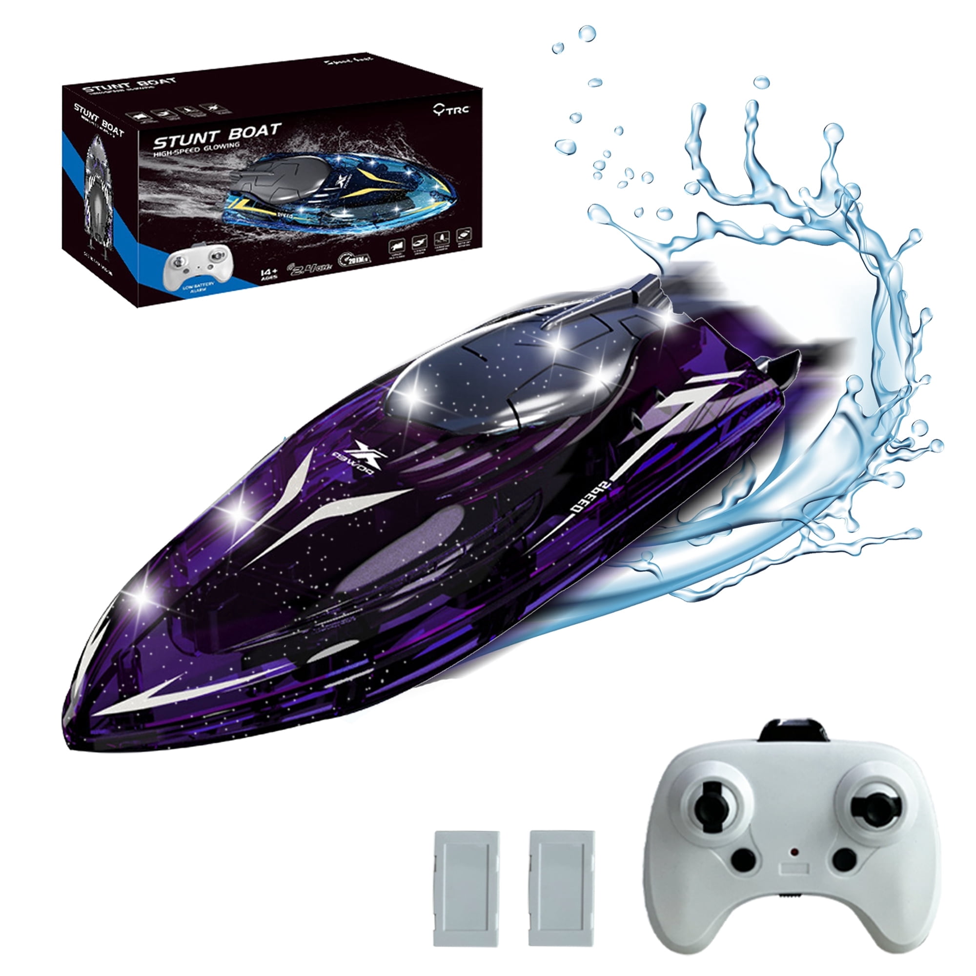 Remote Controll Boat with LED Lights for Kids and Adult,2.4 GHz High ...