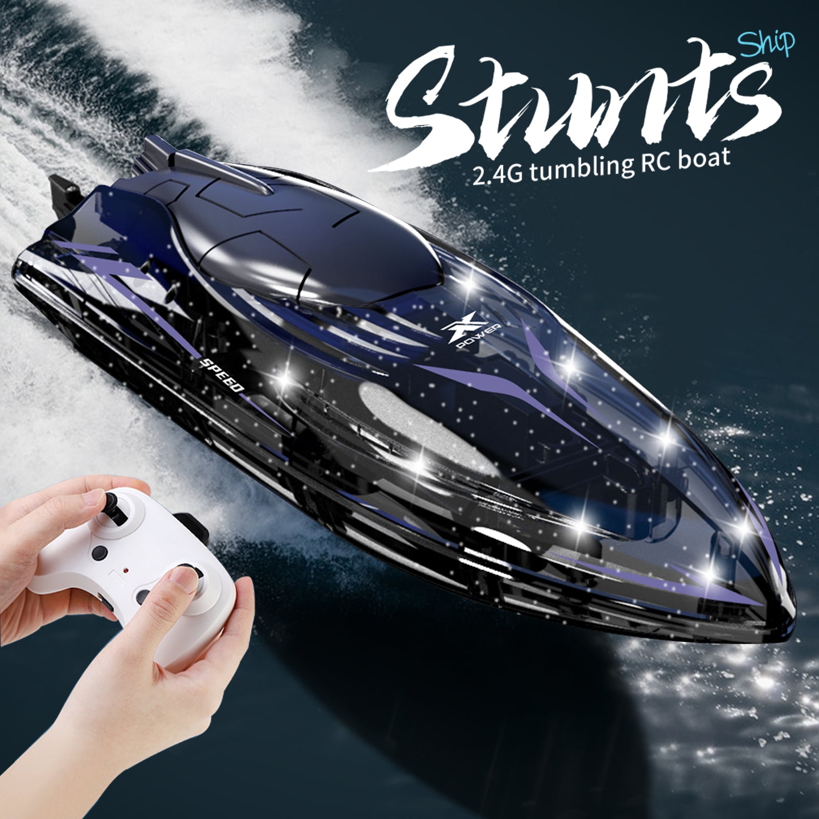 Remote Controll Boat with LED Lights for Kids and Adult,2.4 GHz High ...