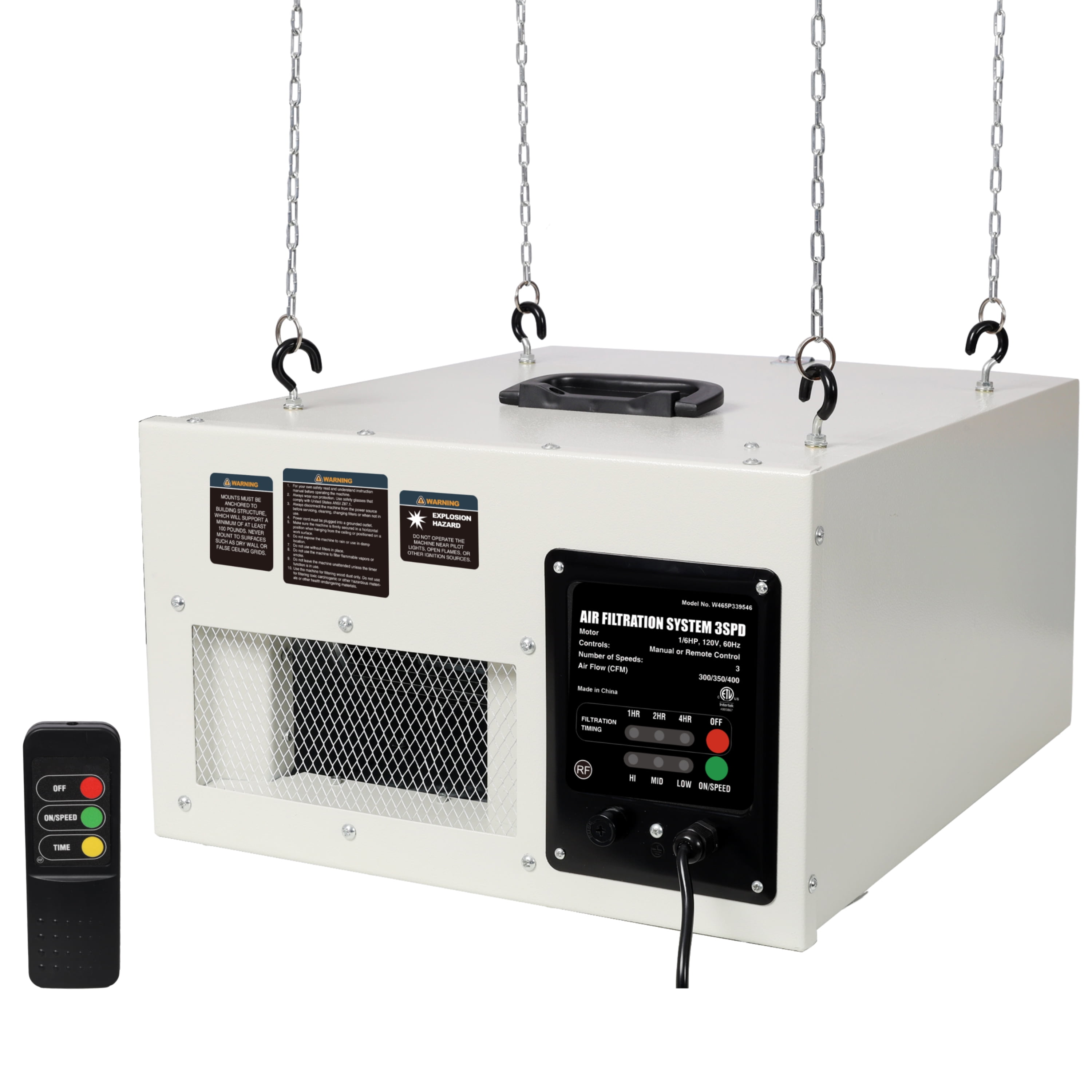 Remote-Controlled Air Filtration System,3 Positions Adjust(300/350/400 ...