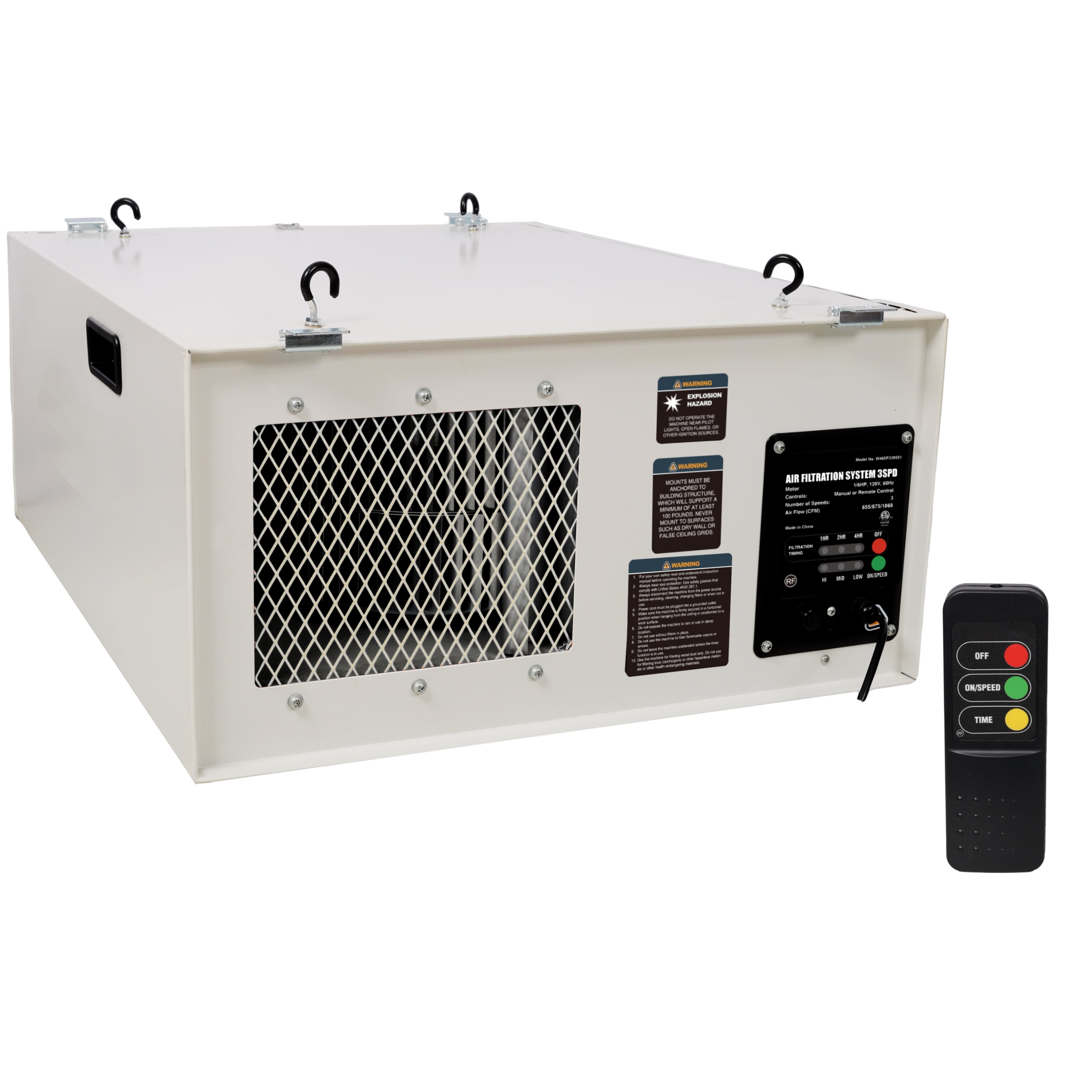 Remote-Controlled Air Filtration System,3 Positions Adjust(655/875/1060 ...