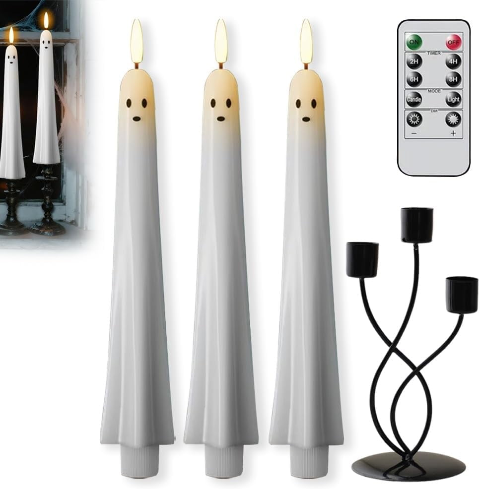 Remote-Controlled Ghost Light with 3D Flickering Wick,Halloween Battery ...