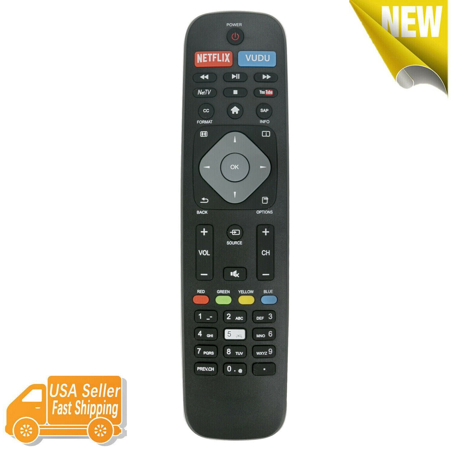 Remote NH500UP Control for Philips 4K UHD Smart TV w Netflix 50PFL5602 ...