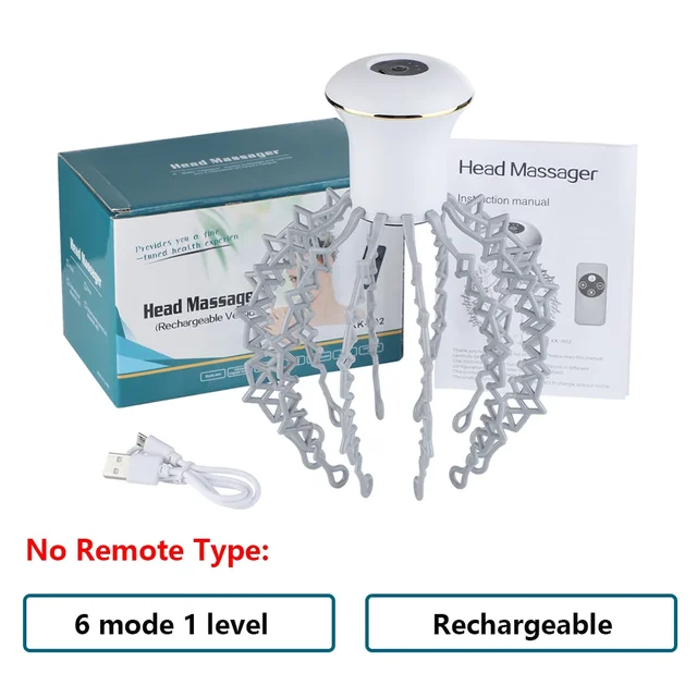 Remote Octopus Electric Head Massager 6 Modes Scalp Vibration Massage ...