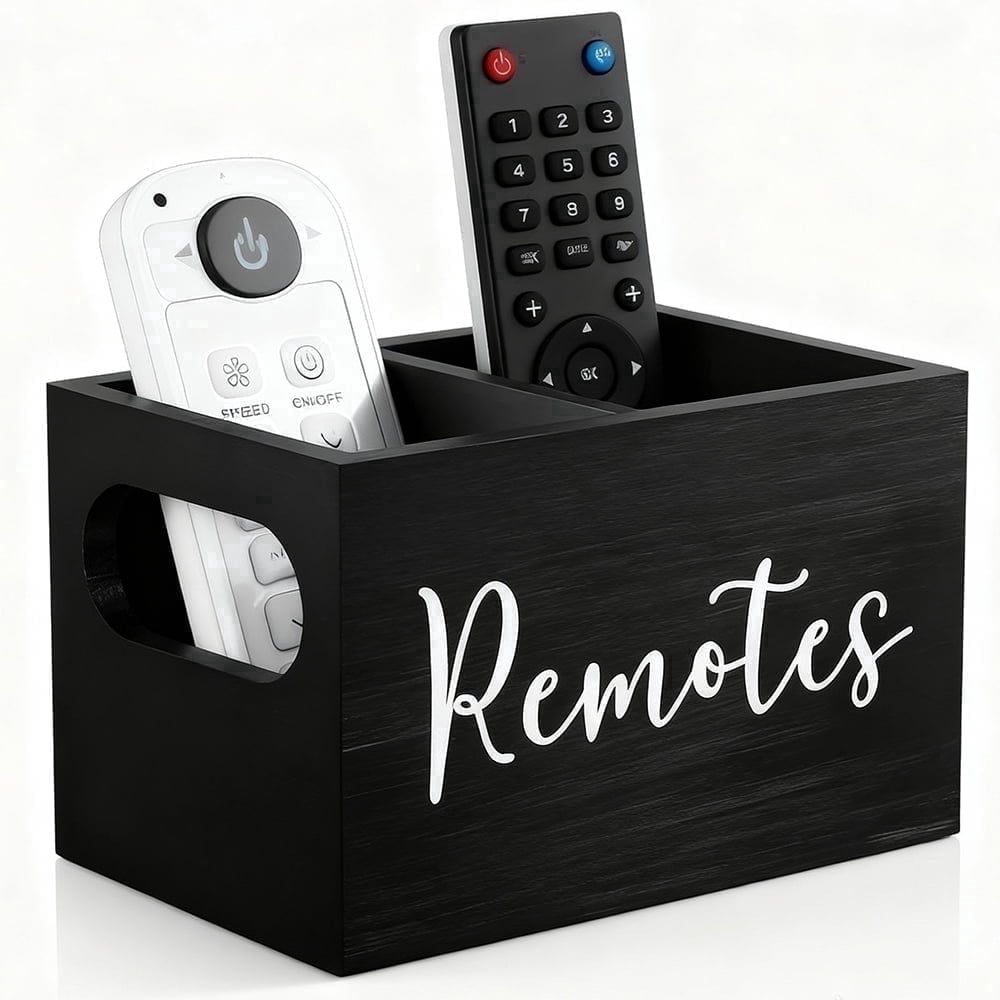 Youersen Remote Organizer, Black Remote Holder with 2 Slots for Table ...