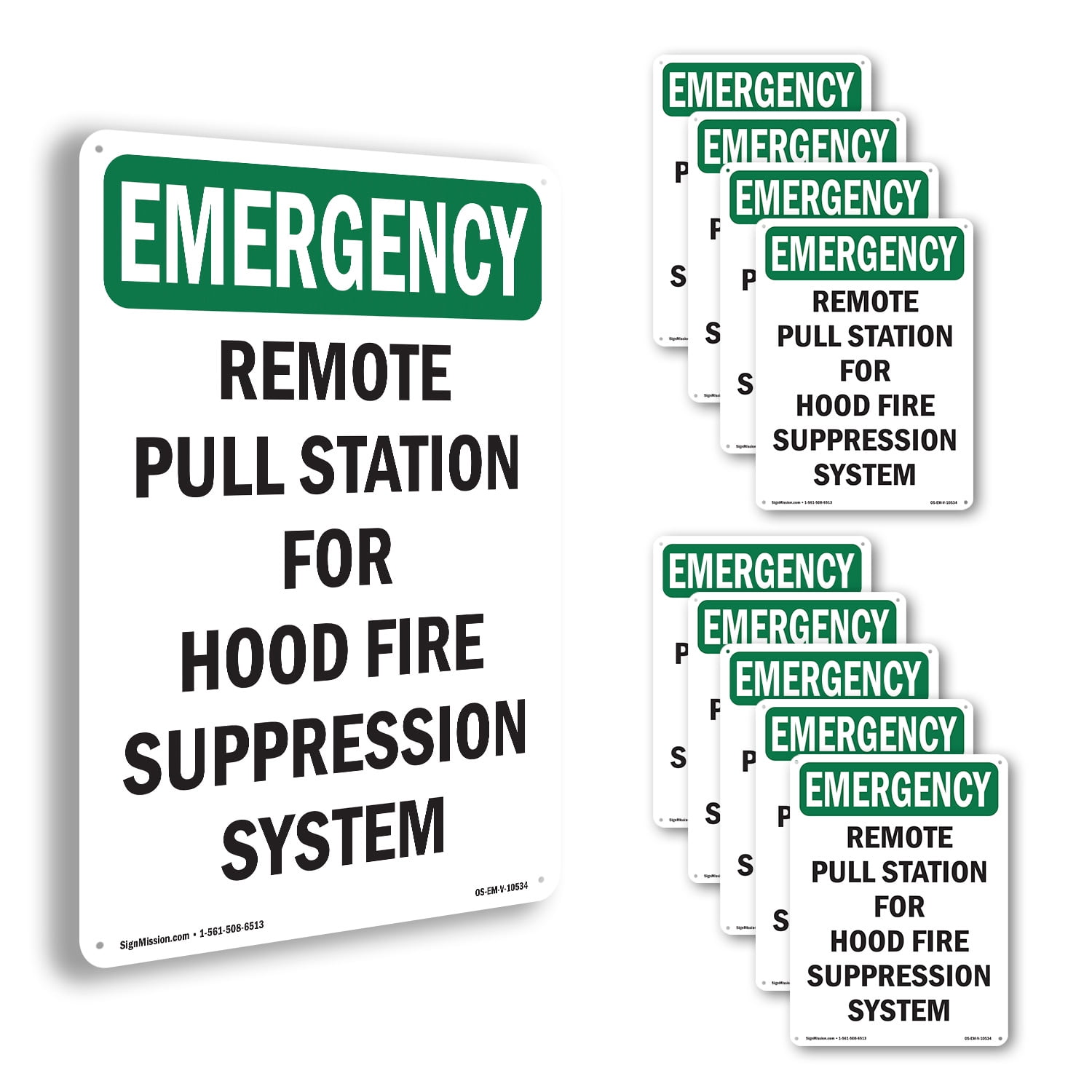 Remote Pull Station For Hood Fire OSHA Emergency Rigid Plastic Sign 14 ...