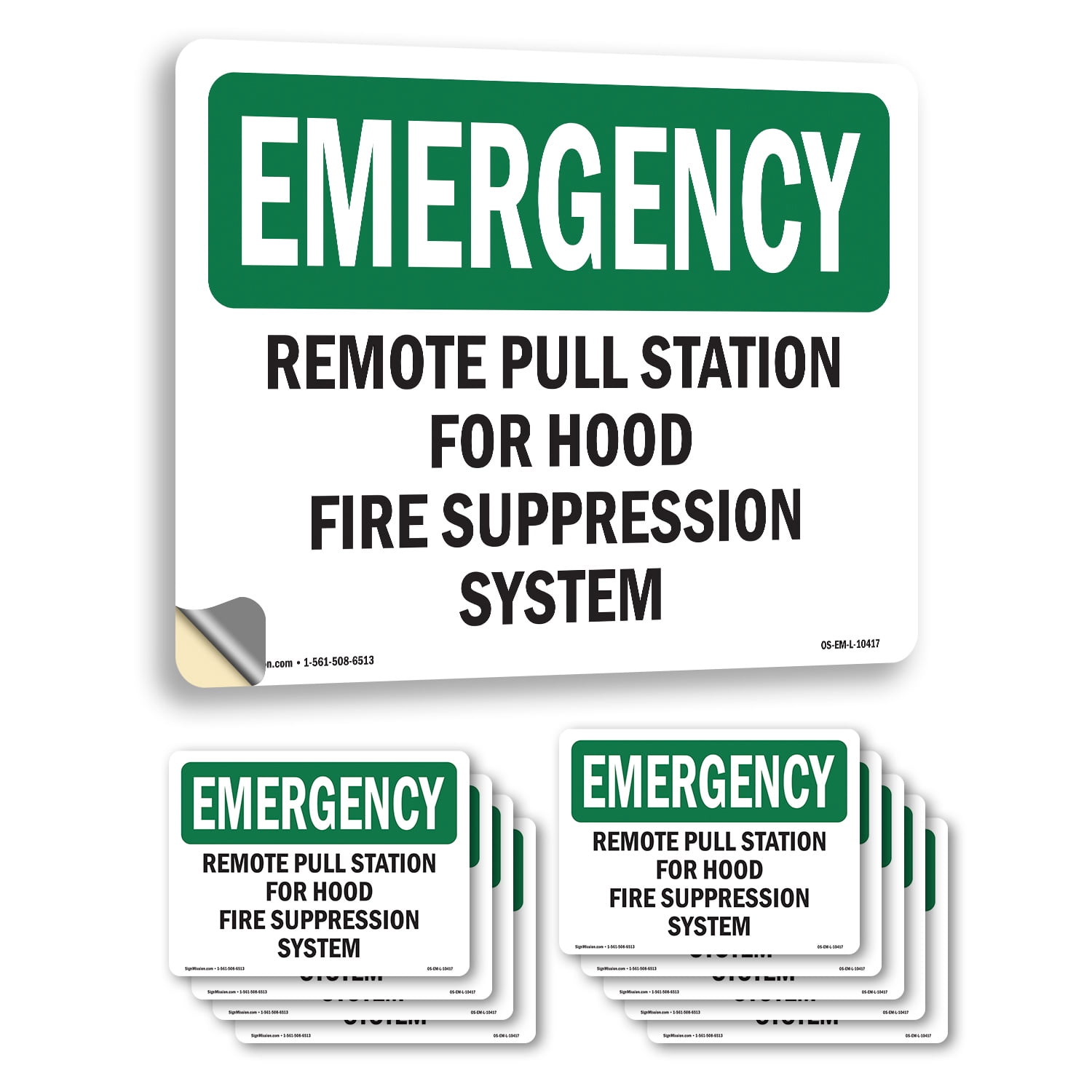 Remote Pull Station For Hood Fire Suppression OSHA Emergency Vinyl ...