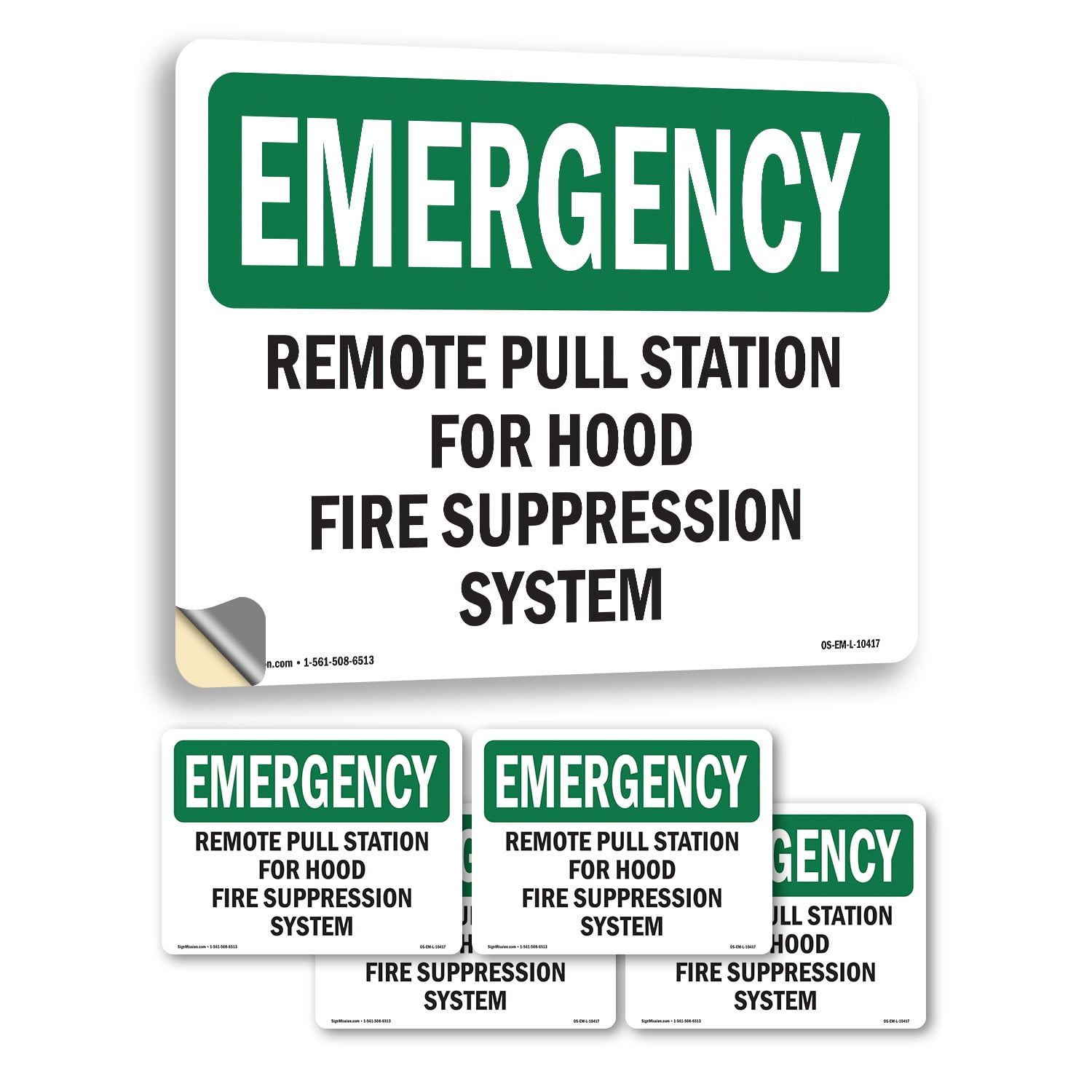 Remote Pull Station For Hood Fire Suppression OSHA Emergency Vinyl ...