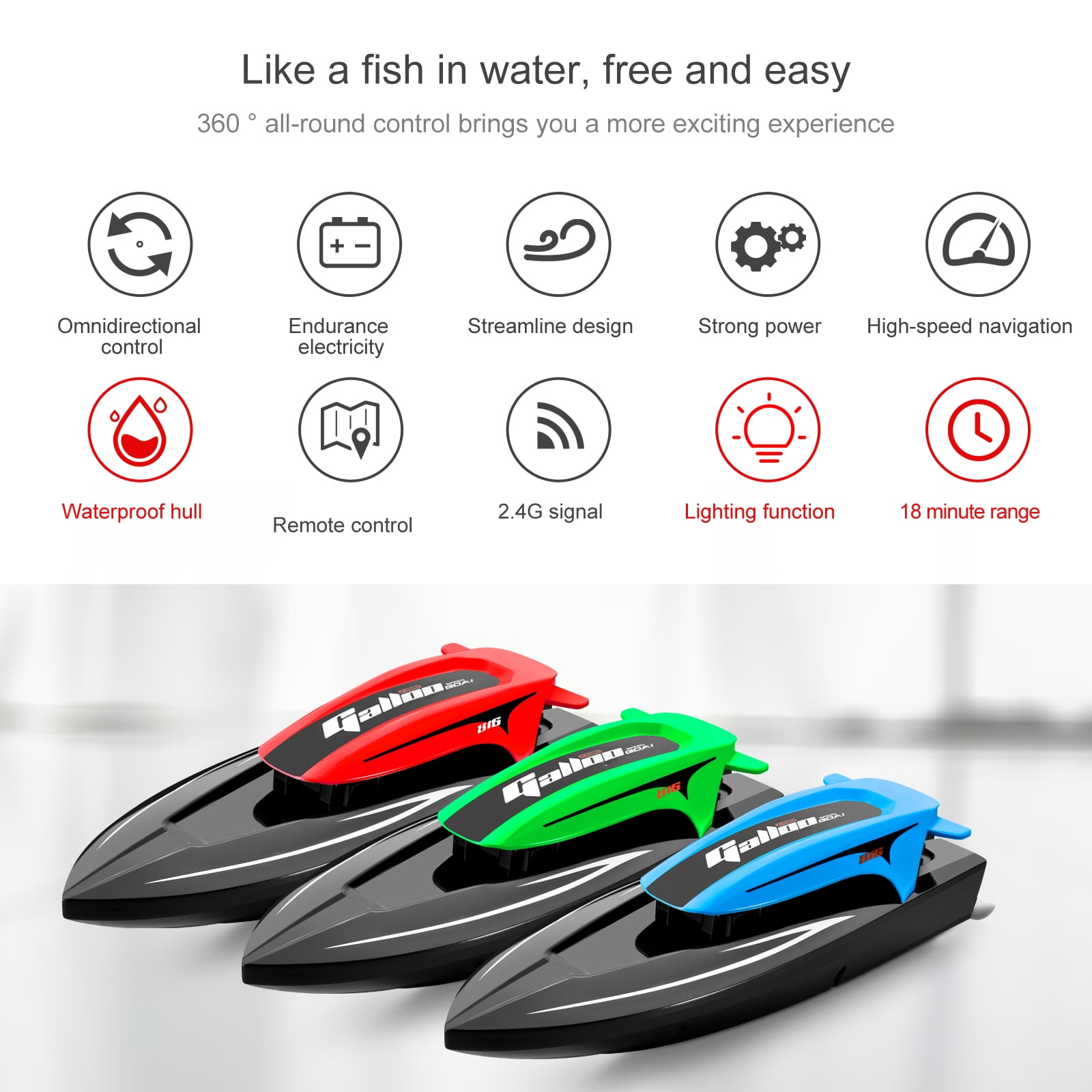 Remote boat,Motor 3 Battery Te Boat Buzhi Boat Waterproof Speed With ...