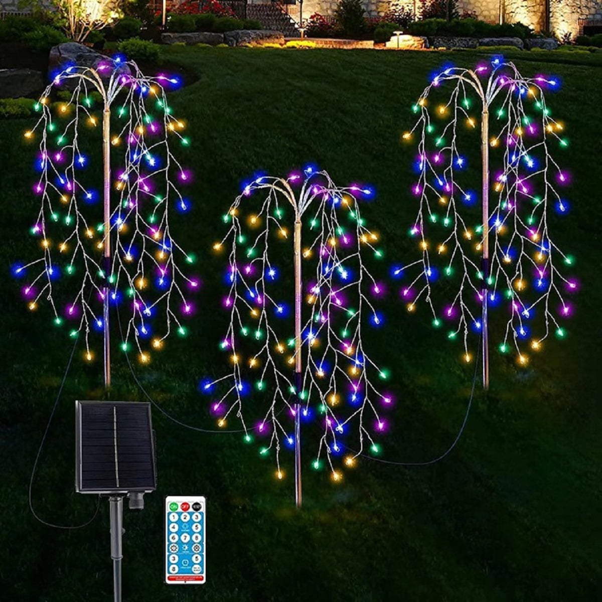 Remote control solar firecracker lights 3 in 1-300 LED colored lights ...
