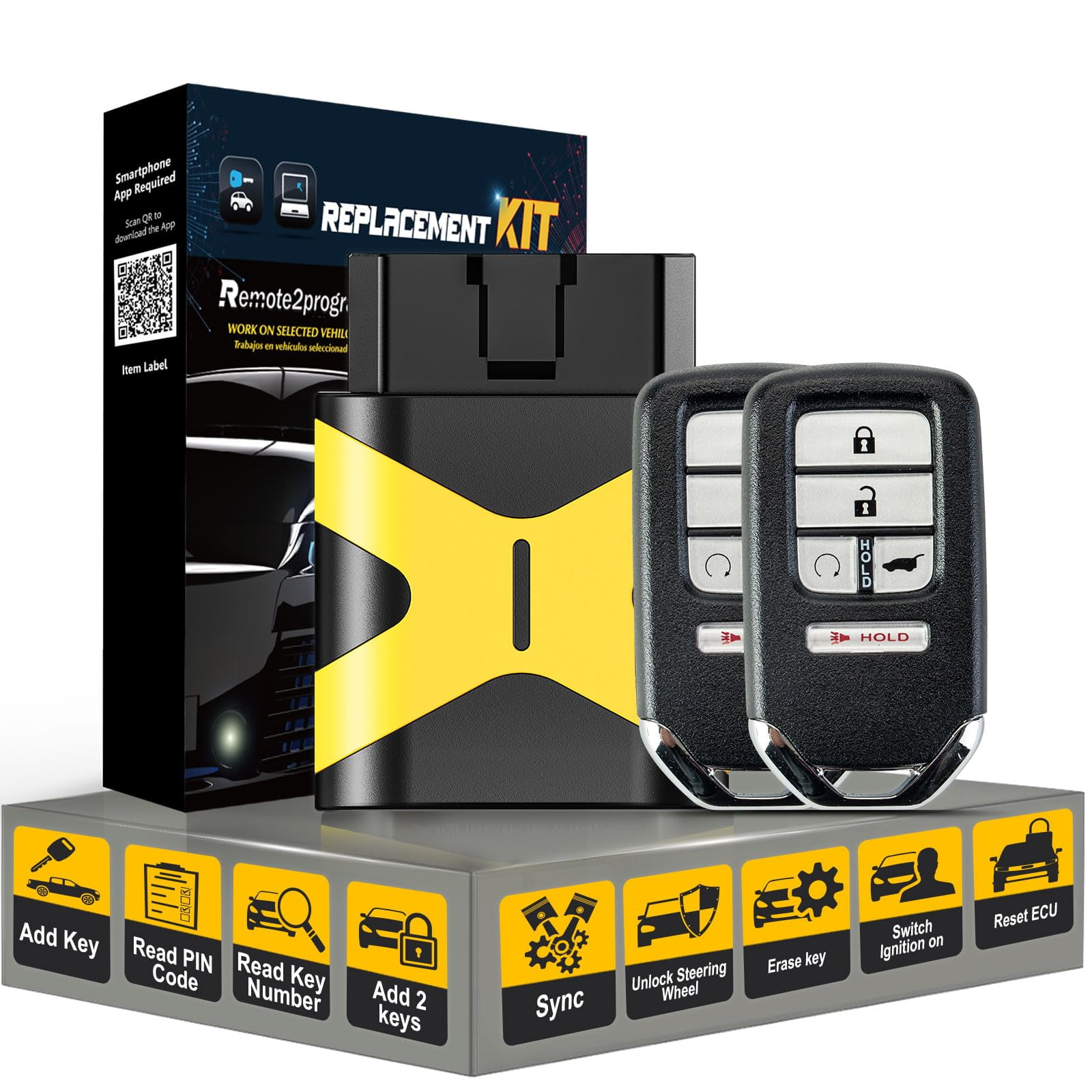 Remote2program DIY Programming Car Key Tool for No Working Remote and Keyless Entry Remote ...