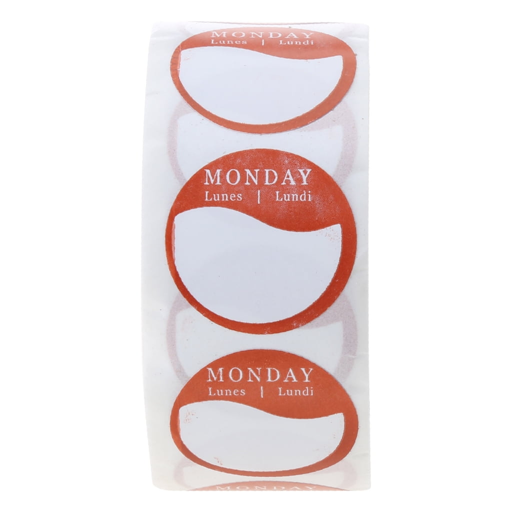 Removable 1 Inch Day of The Week Labels Self-Adhesive 1 Roll for Each ...