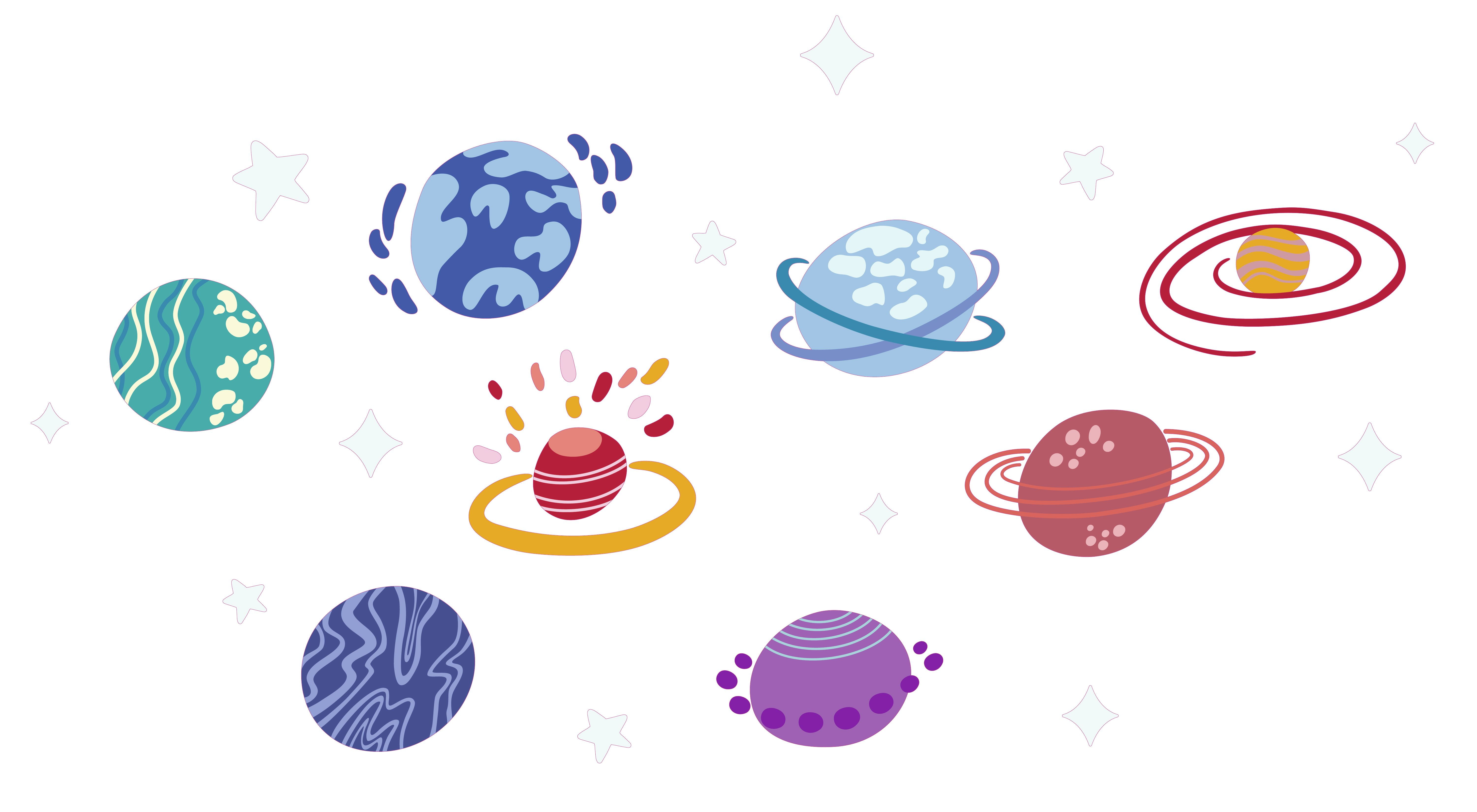 Removable 11" x 20" Outer Space Theme Kids Art Planets Rings Comets ...