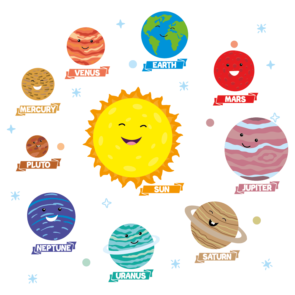 Removable 20" x 20" Educational Cartoon Art Solar System Kids Bedroom ...