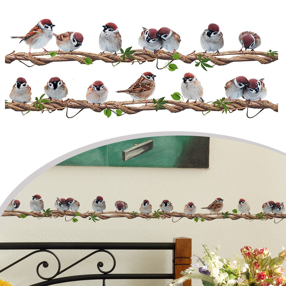 Removable Bird Wall Stickers, Lifelike Lovely Birds Decor Diy Vinyl Art ...