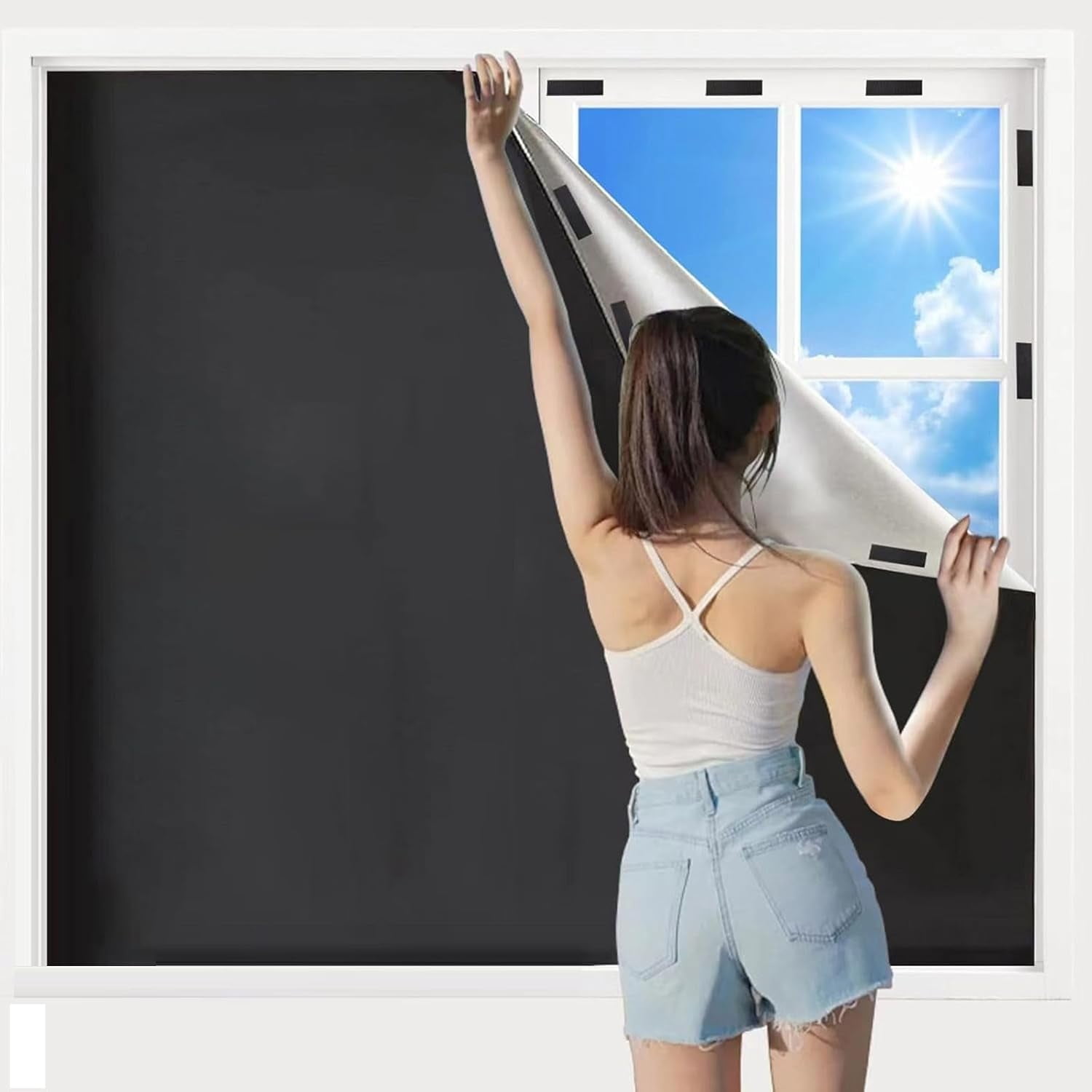 Removable Black Out Window Cover No Drill, 100% Blackout Shades ...