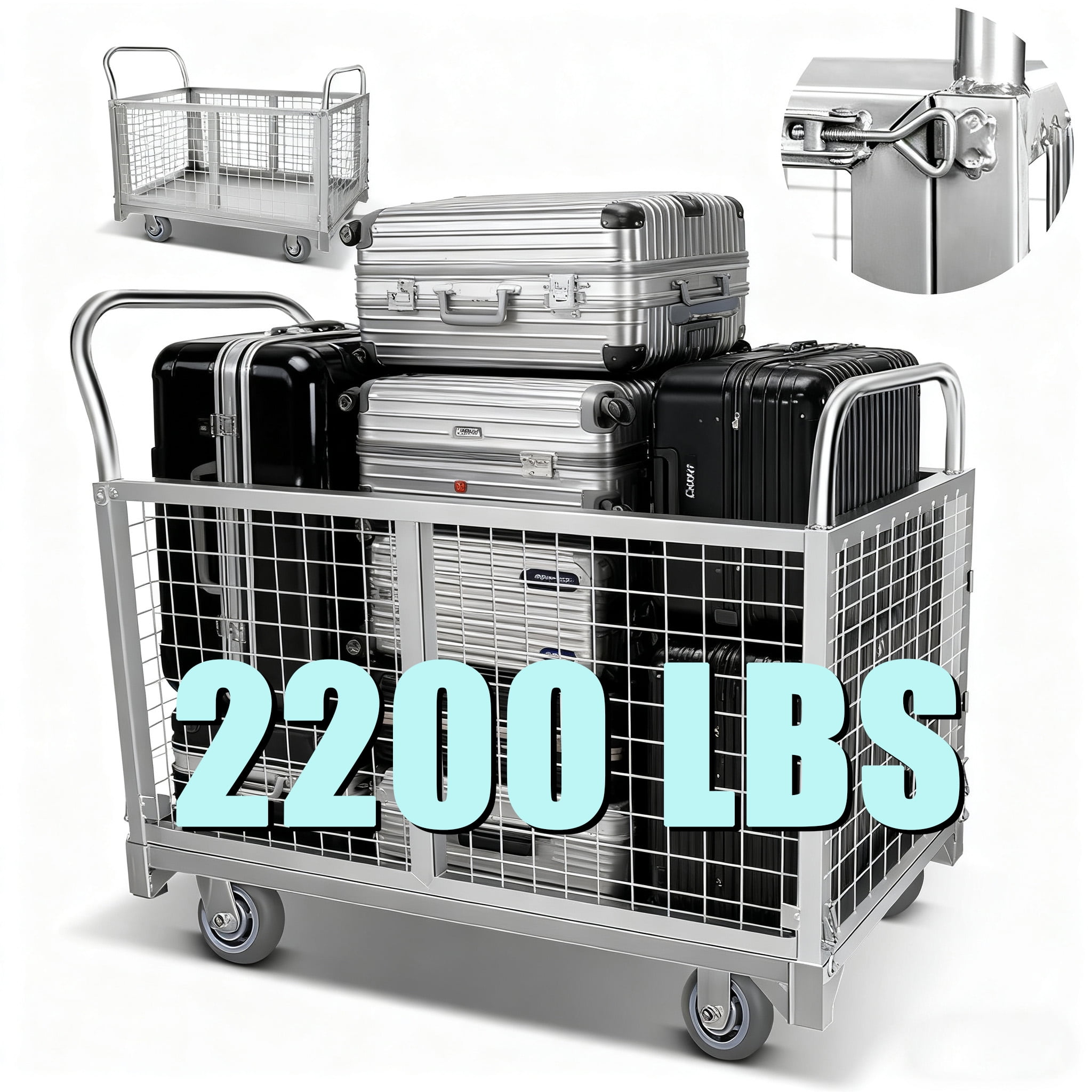 Removable Cage Dolly Cart Net cage Trolley Heavy Duty Platform Cart, 40 ...