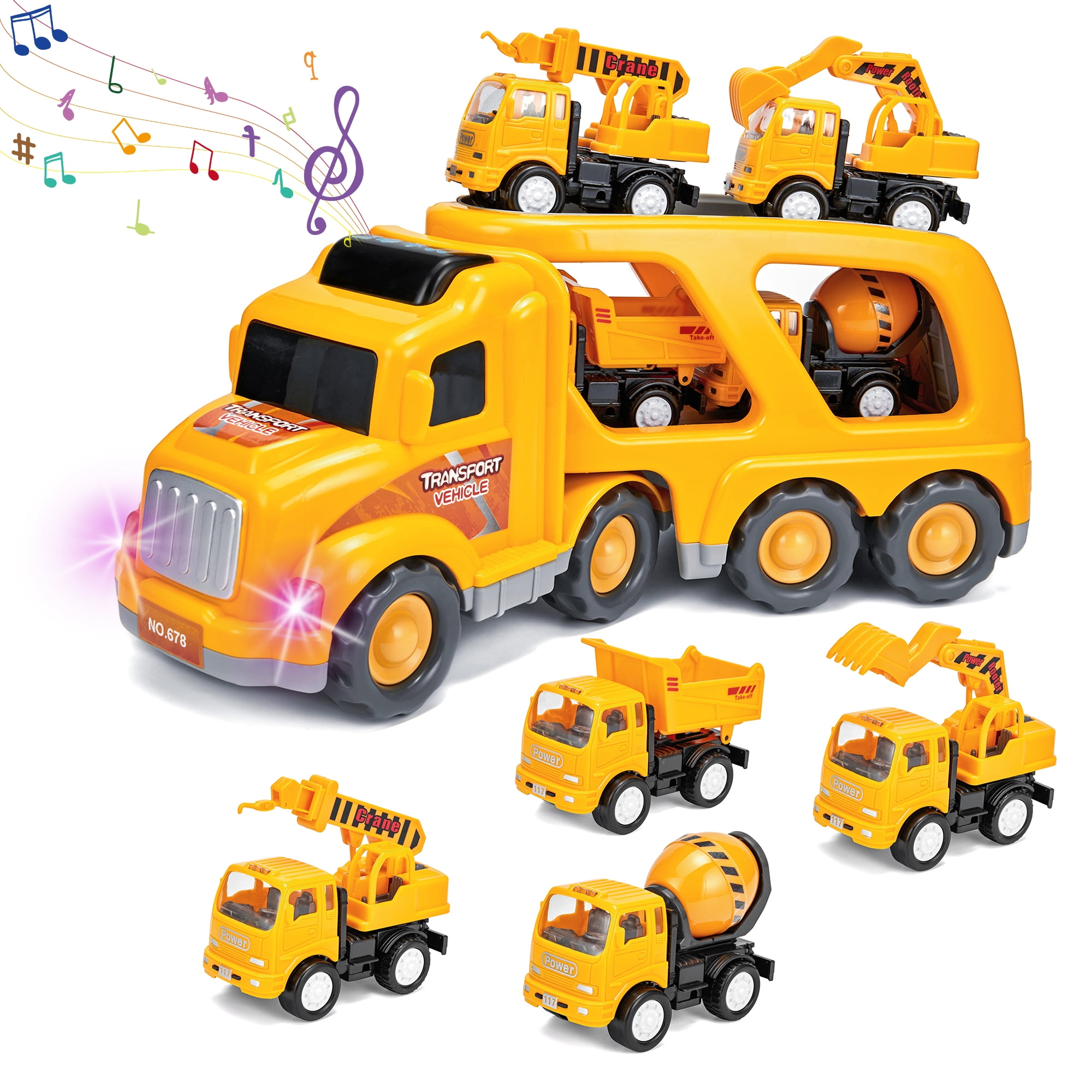 FALEXO Removable Cargo Toy Set, Engineering Vehicles, Friction Powered ...