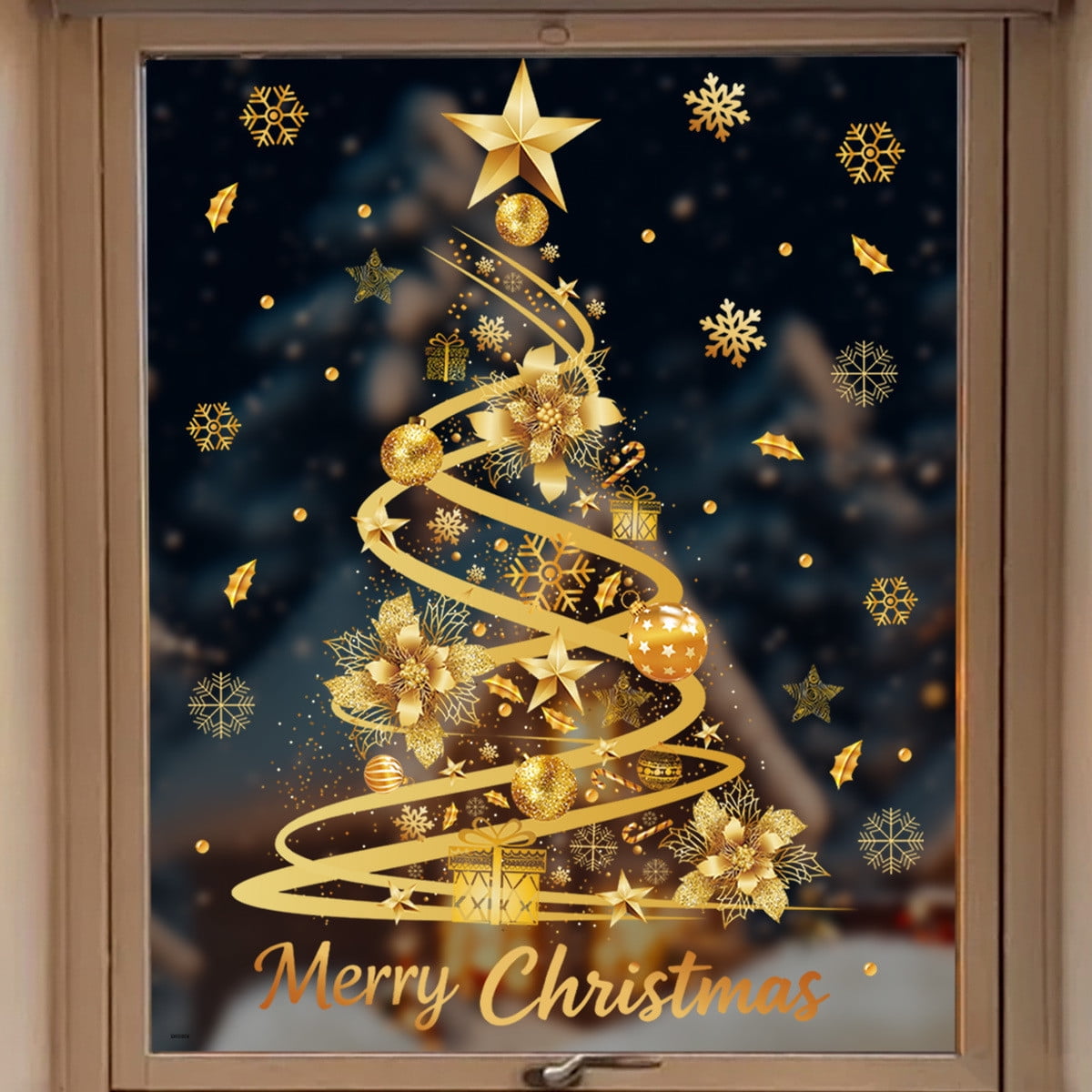 Removable Cling Colorful Christmas Tree Window Stickers For Glass ...