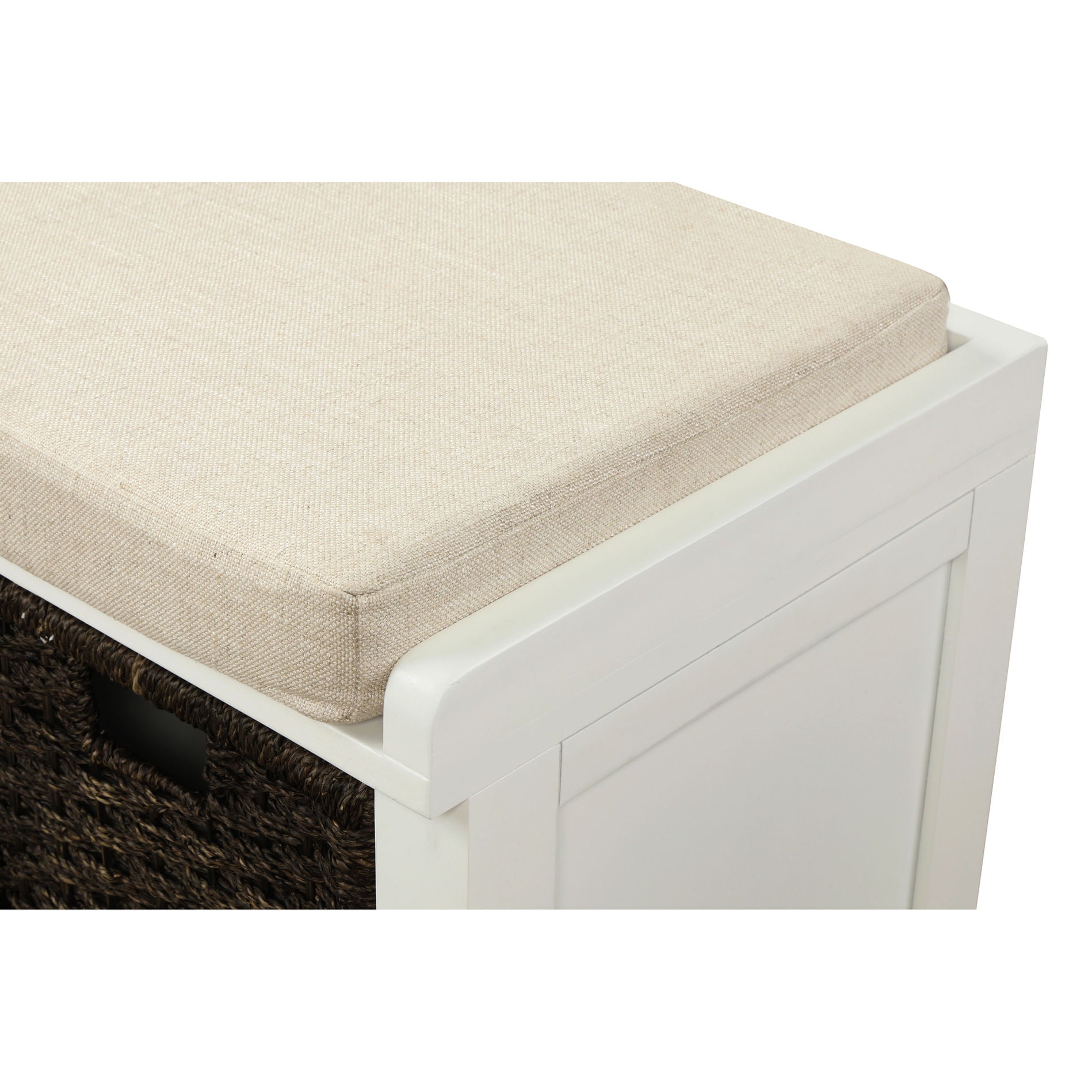 Removable Cushion & Rattan Baskets Storage Bench+Versatile Design ...