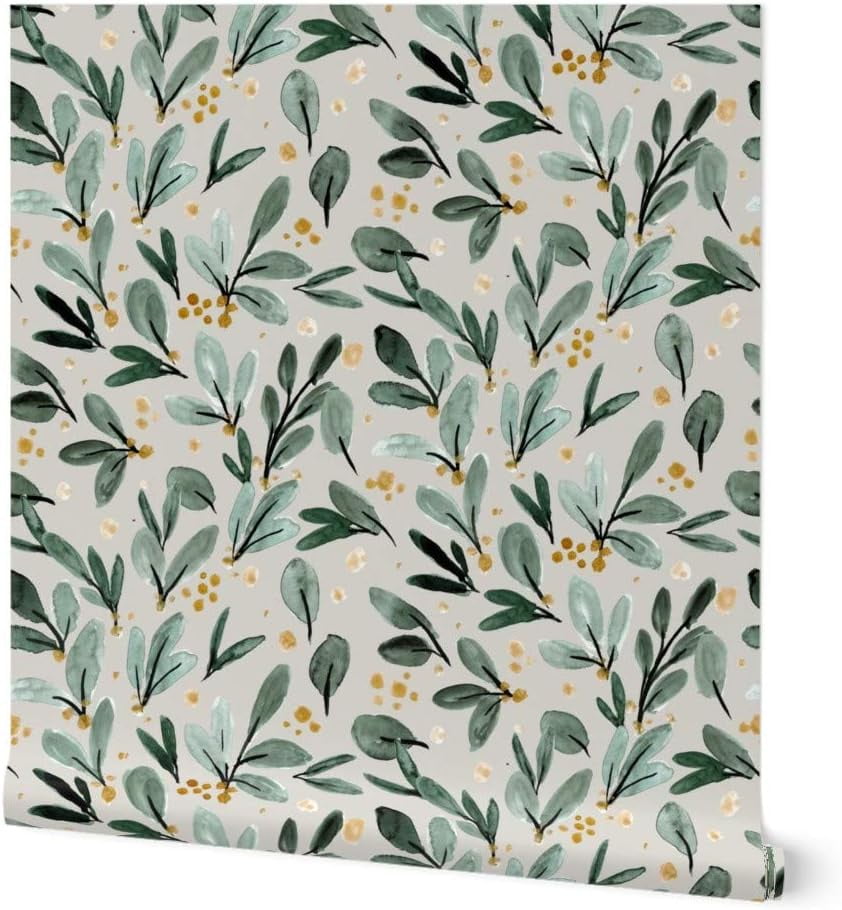 Removable Custom Pre-Pasted Wallpaper Swatch with Winter Berry Sprigs ...