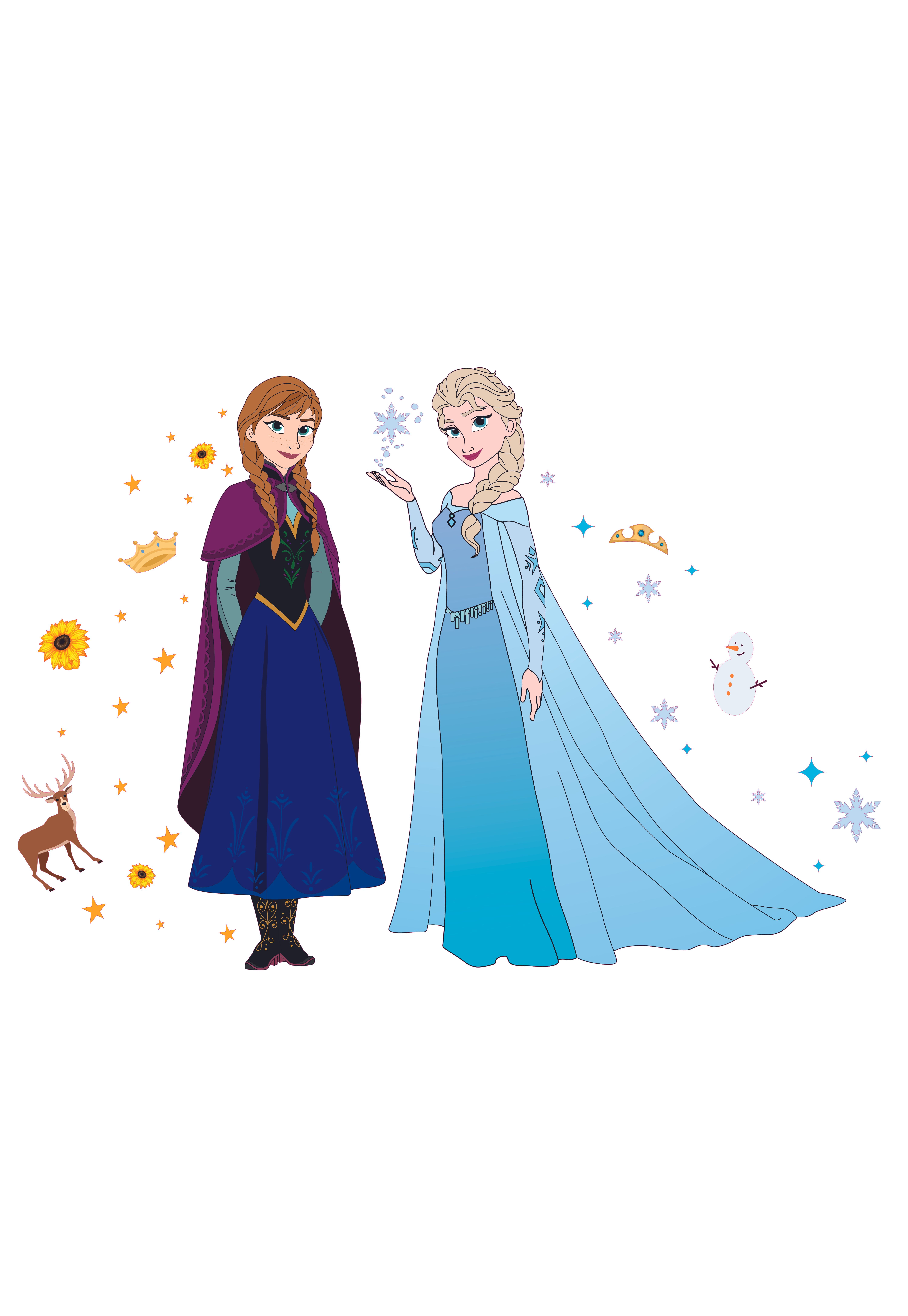 Removable Disney Movie Frozen Princesses Decor Elsa And Anna Vinyl Kids ...