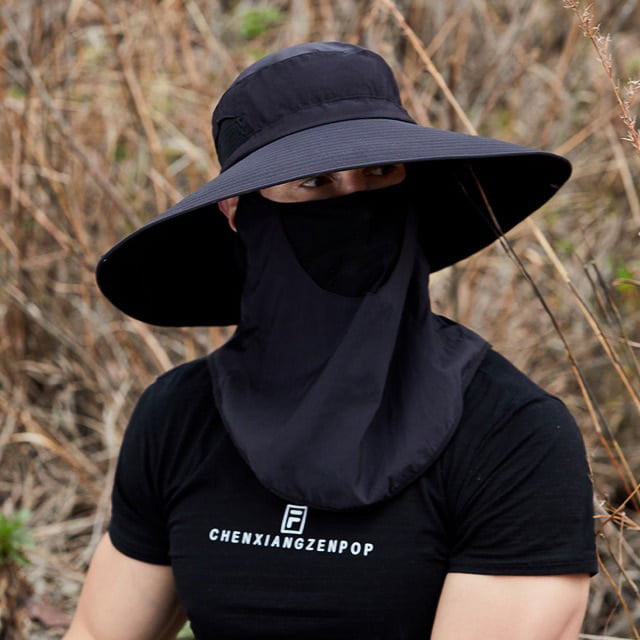 Removable Face Neck Protection Breatha Climbing Hats Wide Brim Hat Men ...