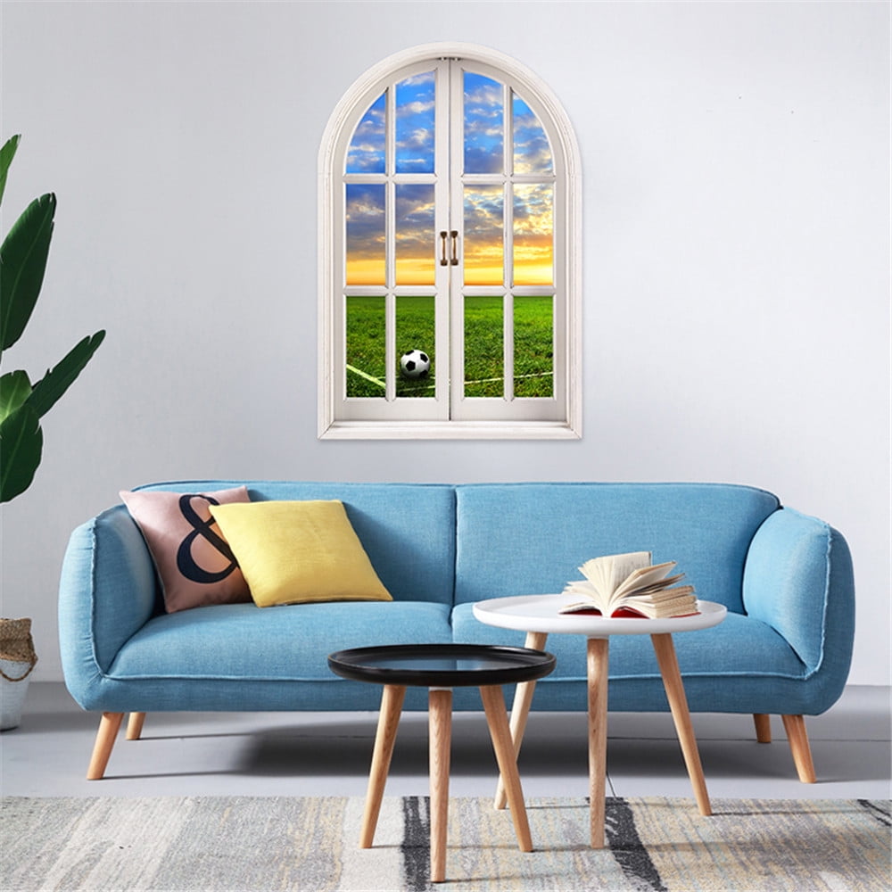 Removable Fake Window Arched Wall Sticker Vinyl Decal Beach Forest ...