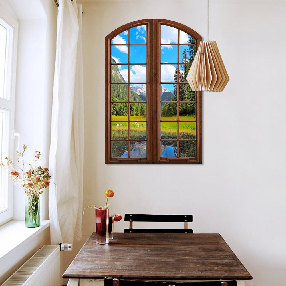 Removable Fake Window Arched Wall Sticker Vinyl Decal Beach Forest ...