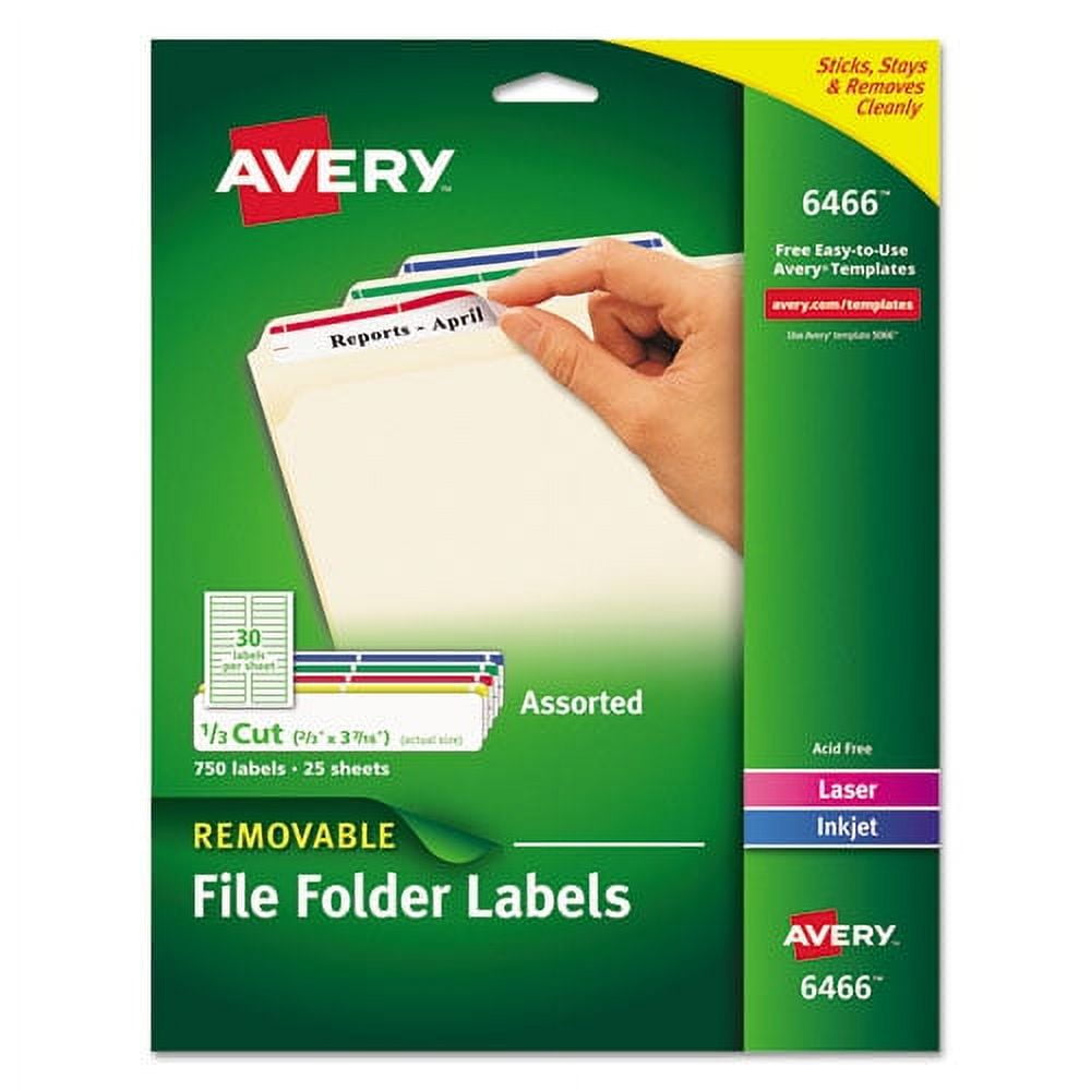 Removable File Folder Labels With Sure Feed Technology, 0.66 X 3.44 ...