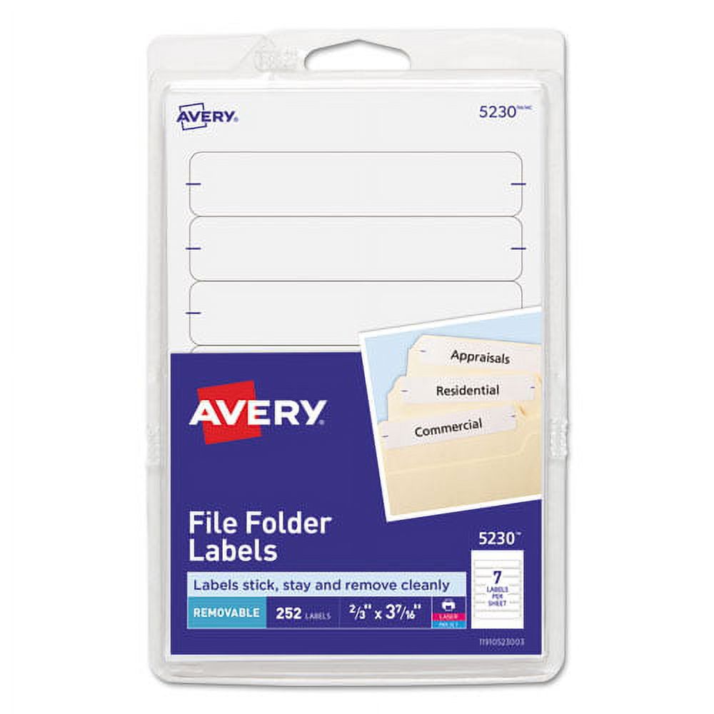Removable File Folder Labels With Sure Feed Technology, 0.66 X 3.44 ...