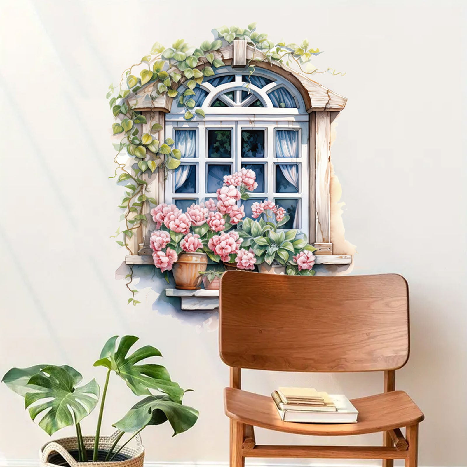 Removable Floral Window Wall Decals, Self-Adhesive Decorative Flower ...