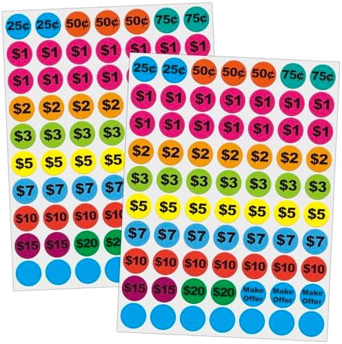 Removable Garage Sale Stickers, 1400 Pcs Yard Sale Price Stickers, 3/4 ...