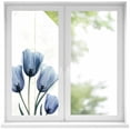 Removable Glass Window Covering, Blue Tulips Window Privacy Film ...