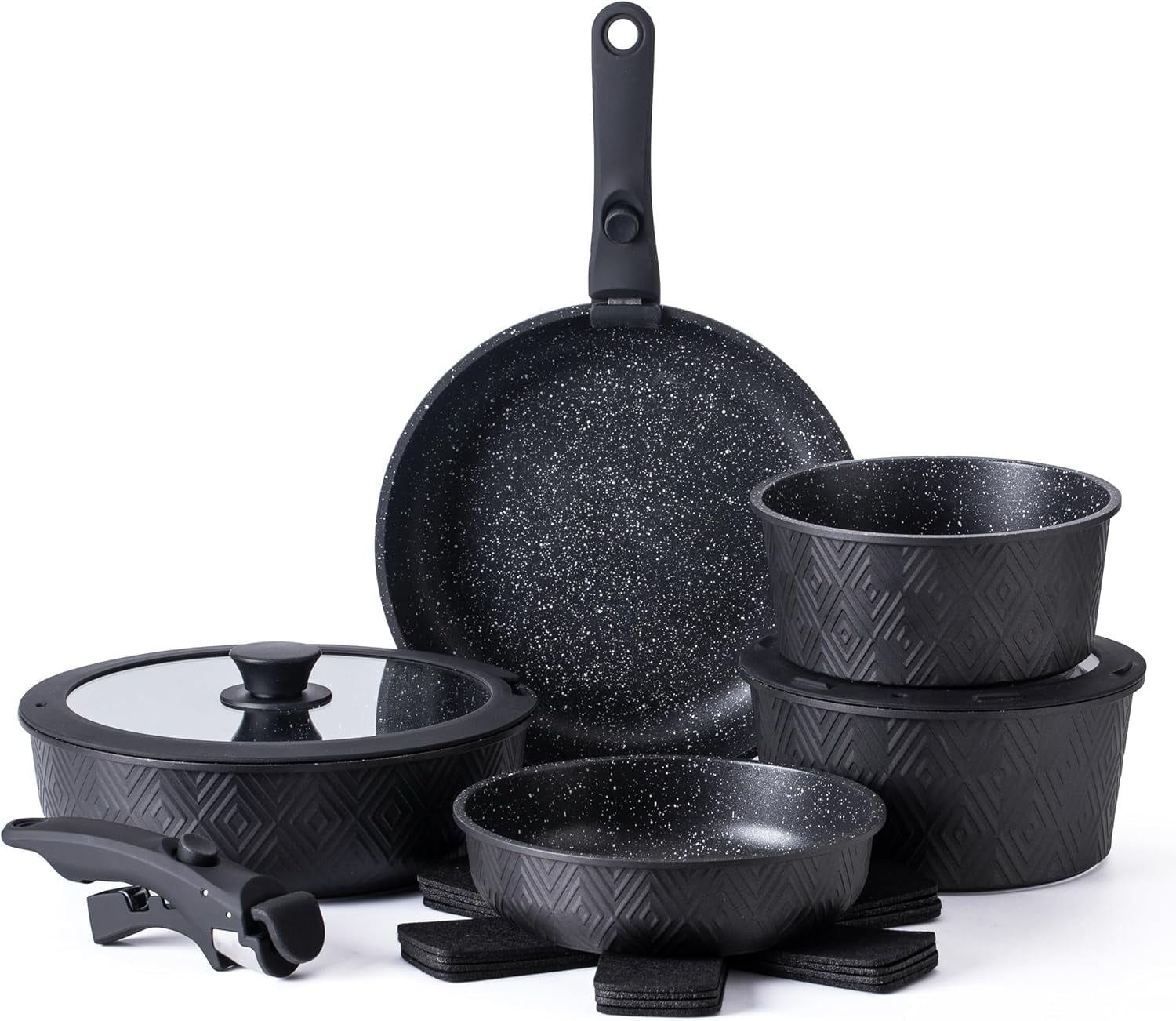 Country Kitchen 13-Pc Pots and Pans Set with Removable Handles Nonstick ...