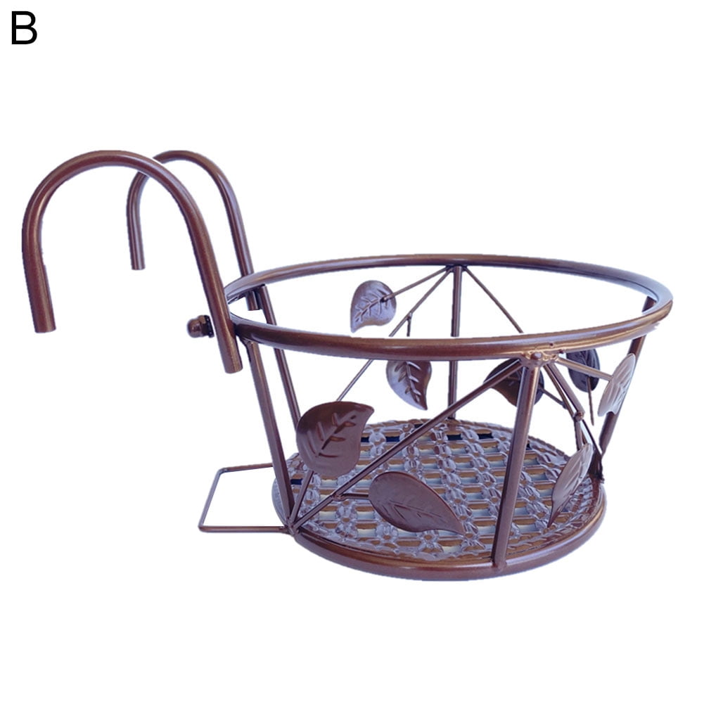 Removable Hanging Iron Flower Plant Potted Balcony Railing Stand Rack ...