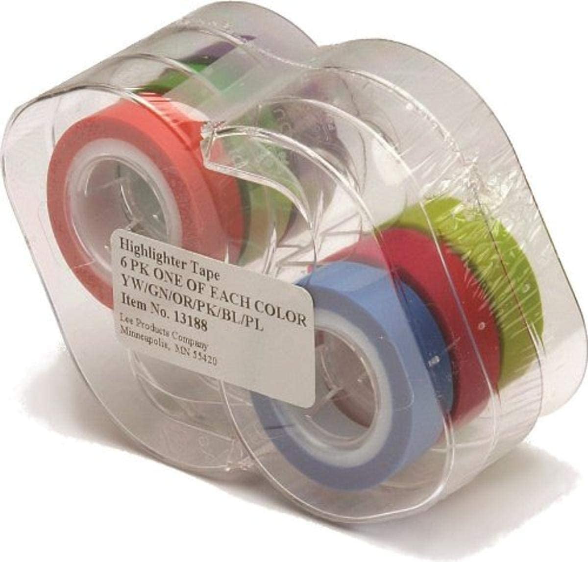 Removable Highlighter Tape, 1 Roll of Each of 6 Standard Colors, 1/2 ...