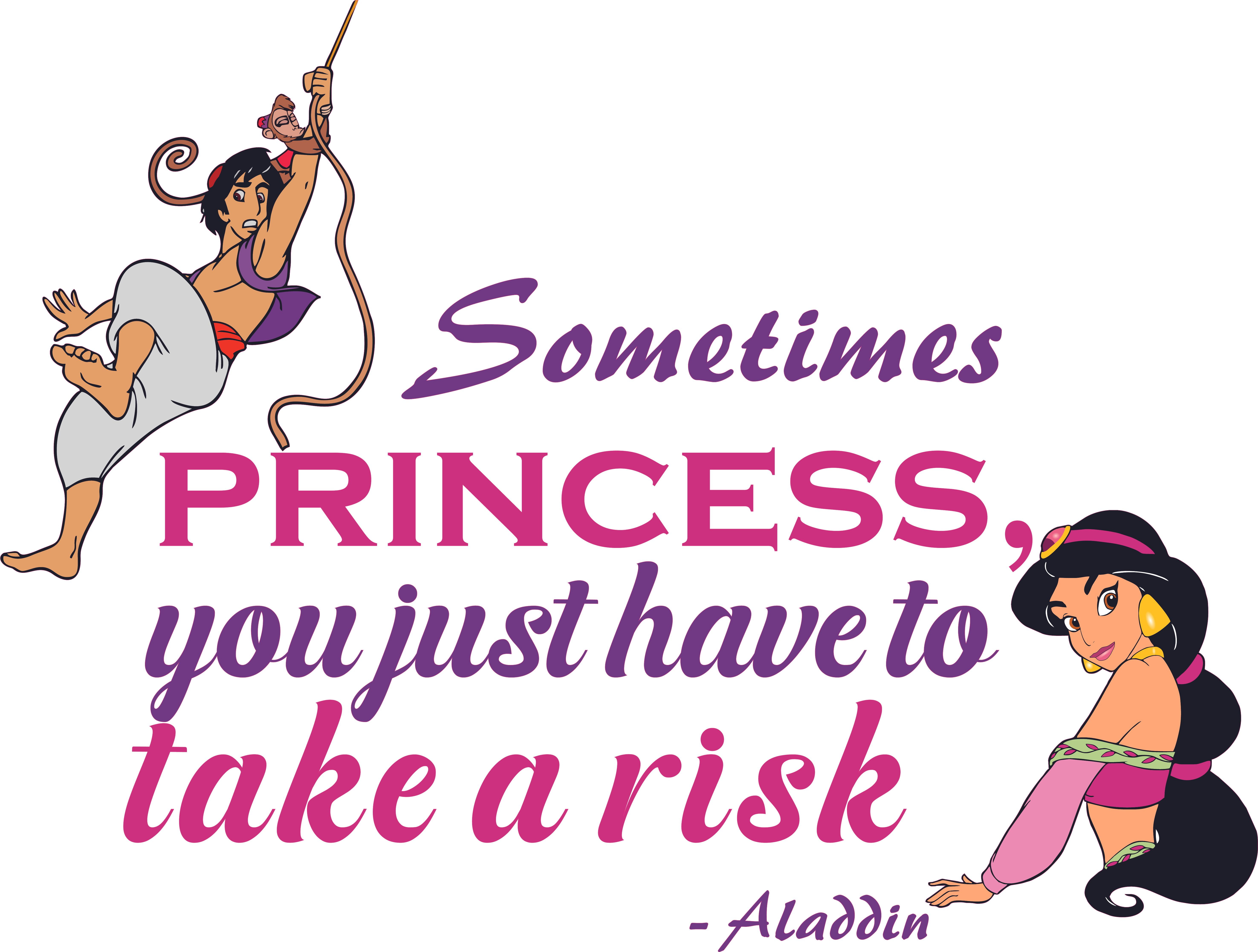 Removable Home Art Aladdin & Princess Jasmine Quotes Wall Decal - 7" x ...