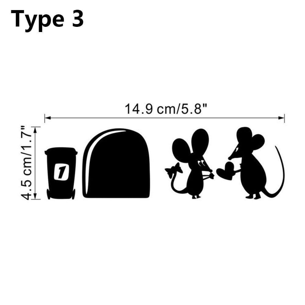 Removable Home Decoration Stairs Mural Black Mice Pattern DIY Skirting ...