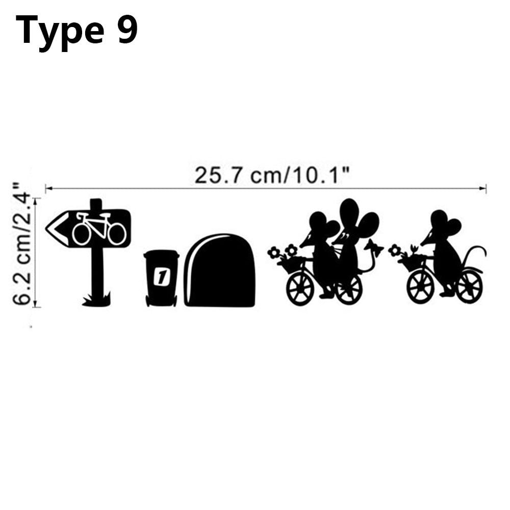 Removable Home Decoration Stairs Mural Black Mice Pattern DIY Skirting ...