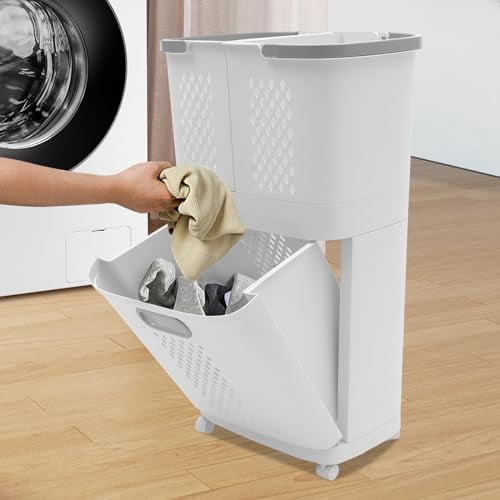 Removable Laundry Basket, Floor-Standing Tiered Laundry Basket with ...