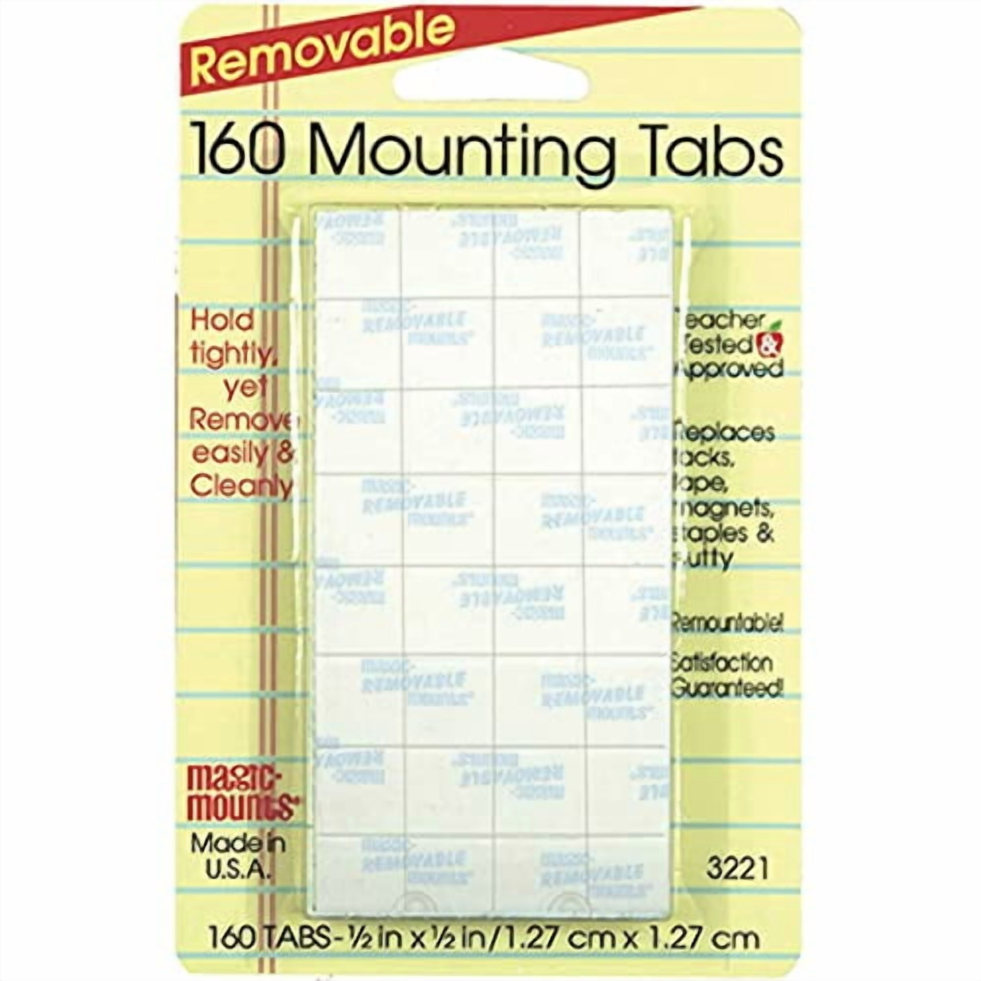 Removable Mounting Tabs, 1/2" x 1/2", 160 Per Pack, 6 Packs - Walmart.com