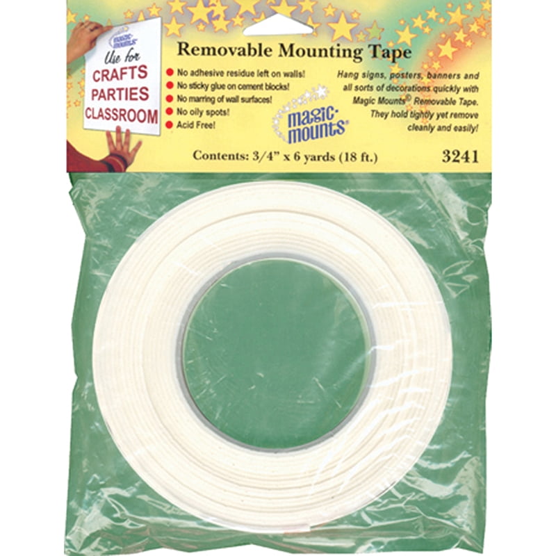 Removable Mounting Tape, 3/4" x 18' Roll | Bundle of 10 Packs - Walmart.com