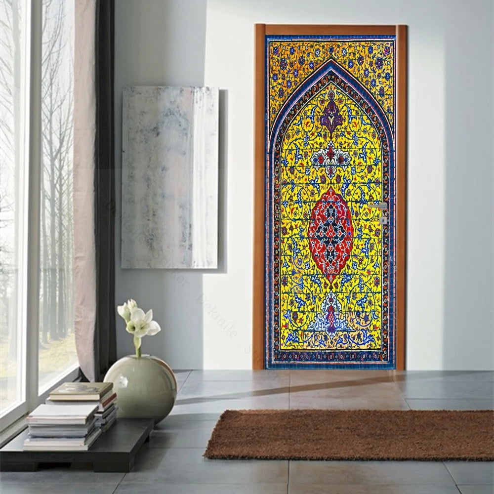 Removable Muslim Arabic PVC Self-adhesive Door Sticker Allahu Islamic ...